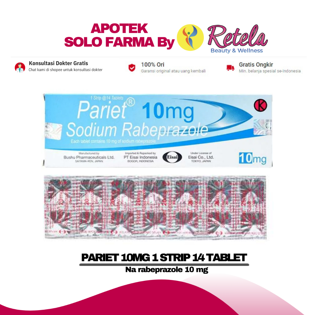 Jual PARIET 10MG 1 STRIP 14 TABLET ( NA RABEPRAZOLE 10 MG ) | Shopee ...