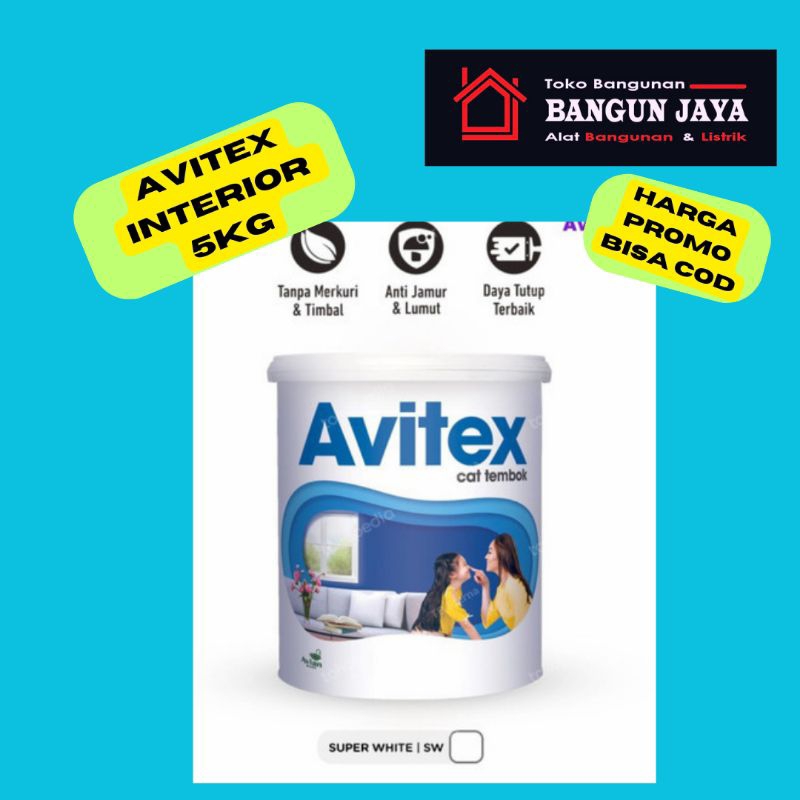 Jual Cat Tembok Avitex Interior 5kg (Putih/Super White) | Shopee Indonesia