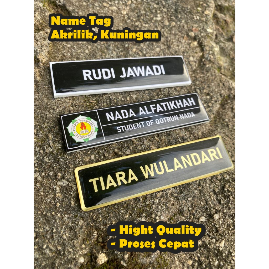 Jual Name Tag / Nama Dada / Papan Nama / akrilik kuningan / Custom ...
