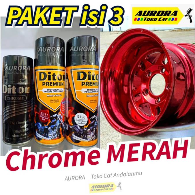 Jual PAKET DITON PREMIUM RED CHROME MERAH KROM isi 3 | Mengkilap Efek ...