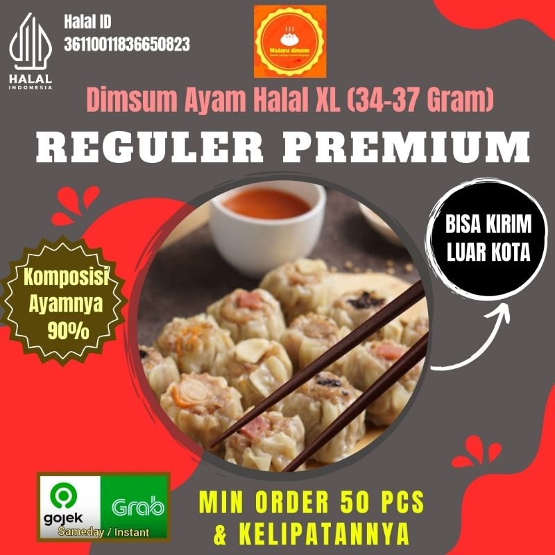 Jual ( Size Besar XL 34-38 Gram) Dimsum Ayam Halal perpack Isi 50 pcs ...