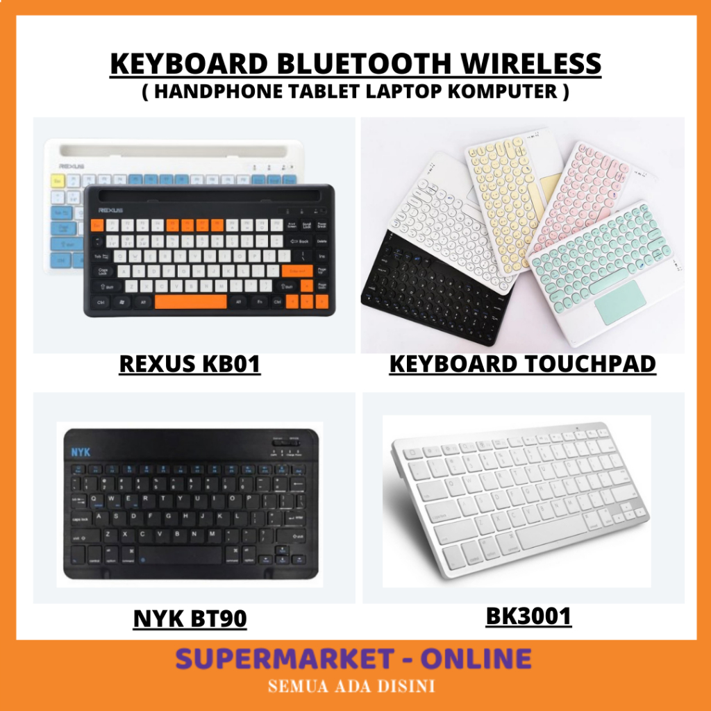 Jual KEYBOARD BLUETOOTH WIRELESS ORIGINAL SUPPORT BUAT HANDPHONE HP ...