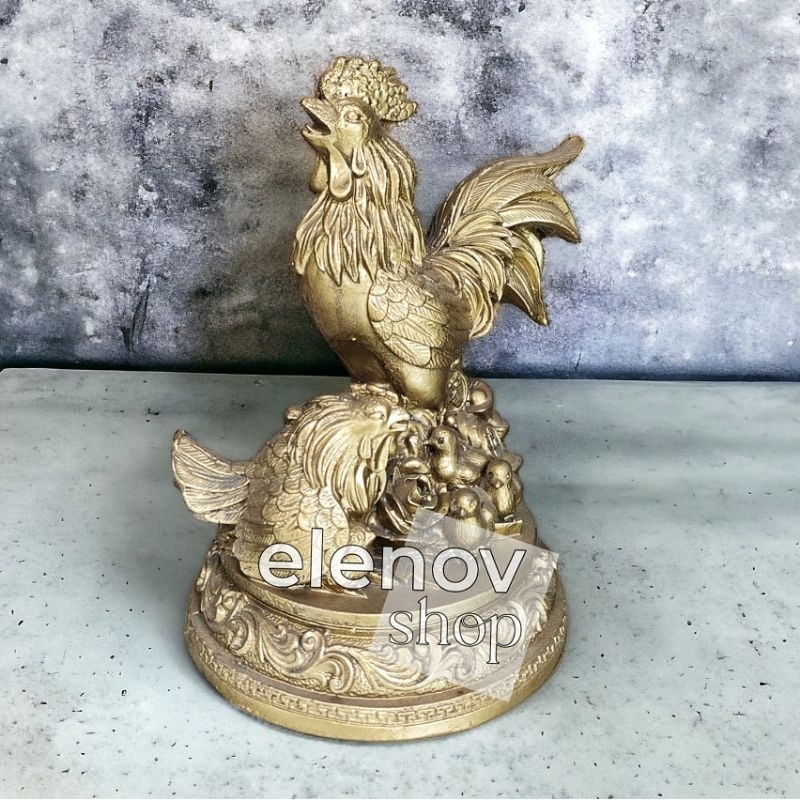Jual Pajangan Patung Ayam Jantan Rooster Wealth Family Bahan Gips ...
