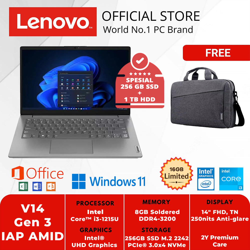Jual LENOVO V14 Gen 3 IAP AMID N8ID NEID GREY CORE i3-1215U 8GB 256GB W11+OHS 2021 | Shopee ...