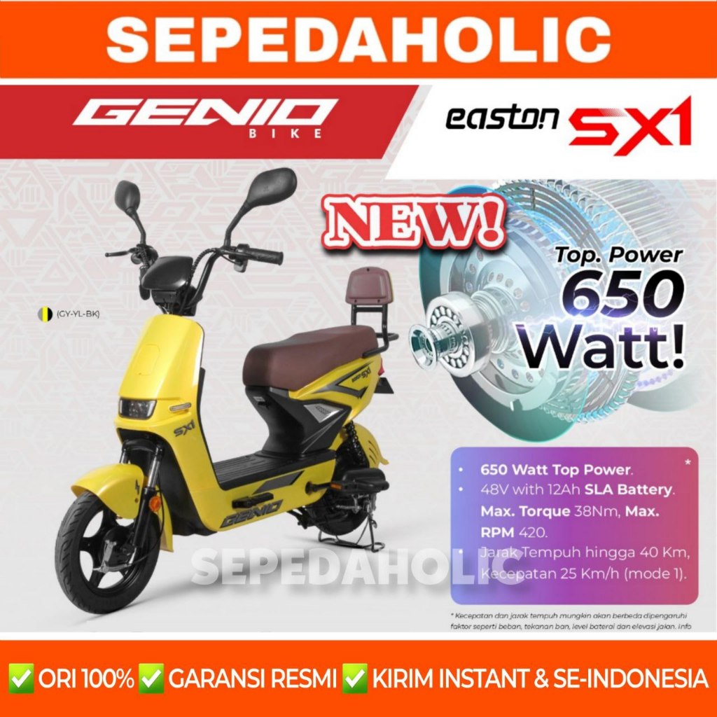 Jual Sepeda Listrik GENIO EASTON SX1 BY UNITED 650 Watt Electric E Bike ...
