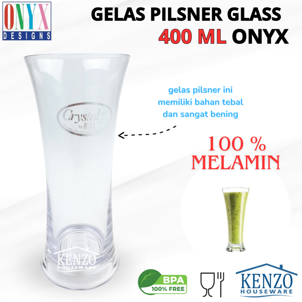 Jual Gelas Pilsner 400 ML Gelas Minum Jus Plastik Tebal Tinggi Bening ONYX | Shopee Indonesia