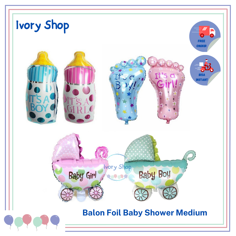 Jual Balon Foil Baby Shower Besar Botol Susu Stroler Boy Girl | Shopee ...