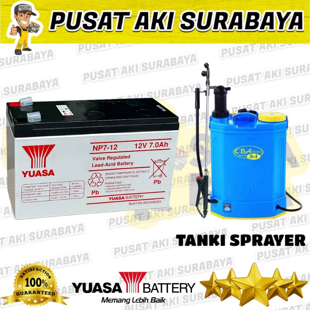Jual AKI SPRAYER YUASA 12V 7AH BATTERY TANGKI SEMPROT PERTANIAN ...