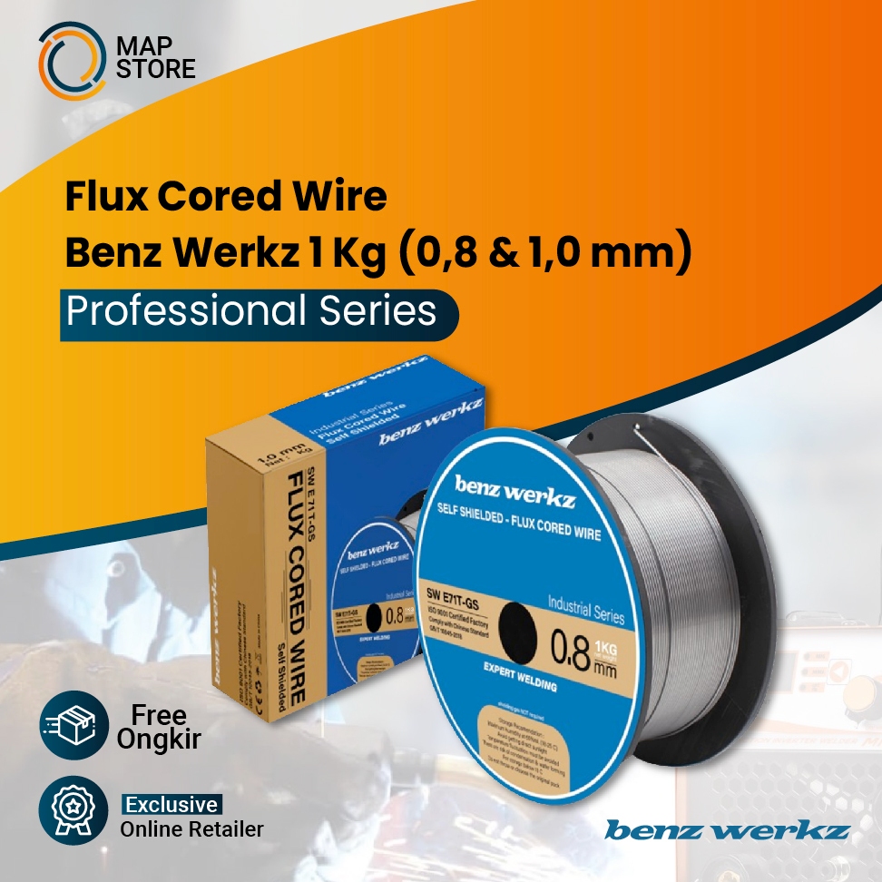 Jual Kawat Las MIG Flux Core Wire 0.8MM/ 1MM 1Kg E71T-GS Tanpa Gas CO2 Benz | Shopee Indonesia