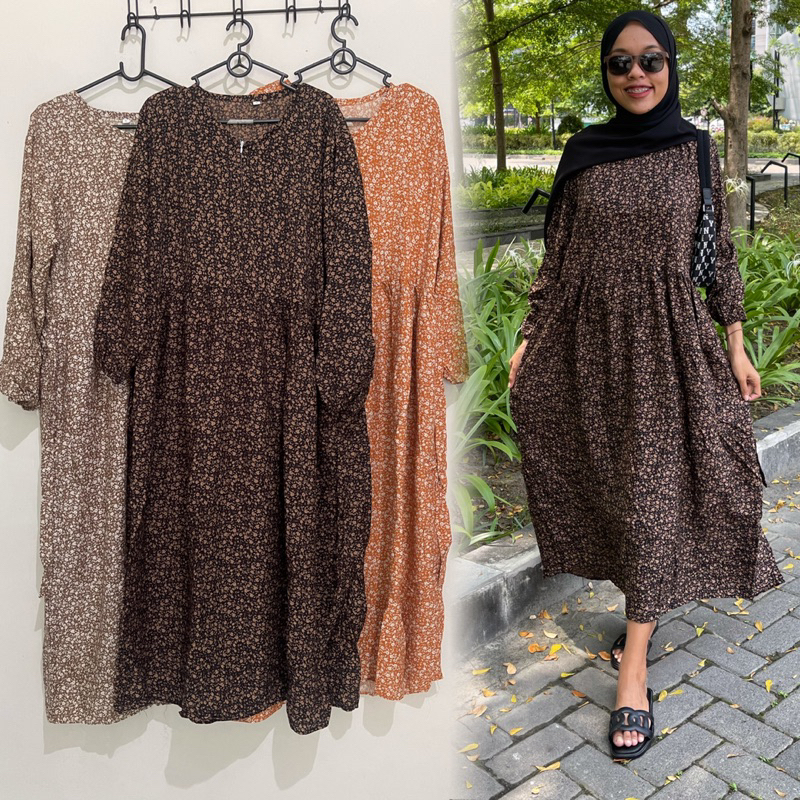 Jual Dress Mayung Ld 110 Seragam Lebaran Remaja Busui Rayon Motif ...