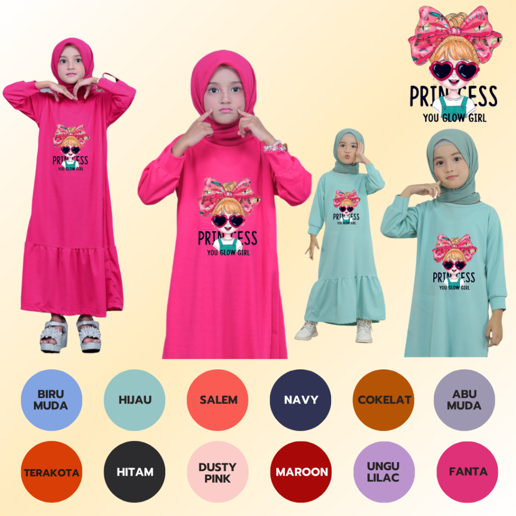 Jual COANDCOW GM023 - Baju Gamis Sablon Gambar Princess Cool Anak ...