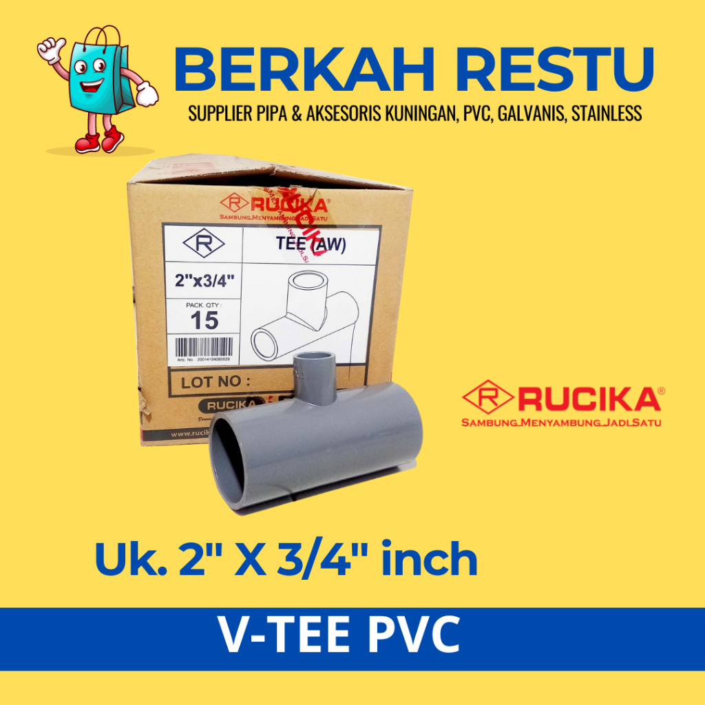 Jual Vlok Tee/ V- Tee 2 x 3/4" inch PVC Rucika AW | Shopee Indonesia