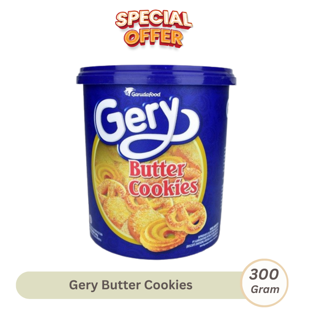 Jual Gerry BUTTER COOKIES 300gr Biskuit Kaleng Gery Butter Kukis ...