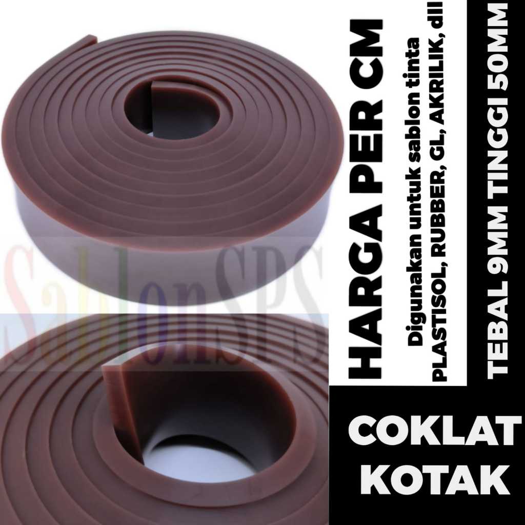 Jual KARET RAKEL TAHAN SOLVENT KERAS SABLON COKLAT KOTAK 50MMX9MM ...