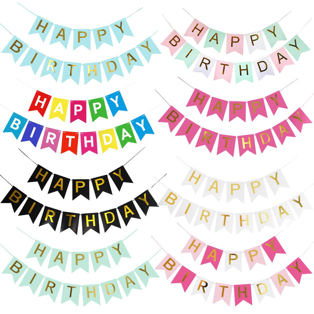 Jual Banner Happy Birthday Flag Segi lima EwalooK | Shopee Indonesia