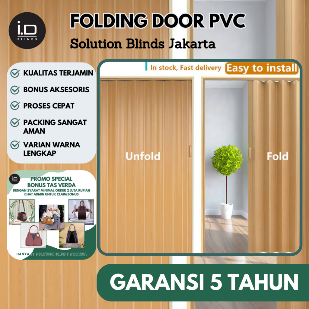 Jual Folding Door PVC Blind Pintu Lipat Penyekat Ruangan Sistem Sliding ...