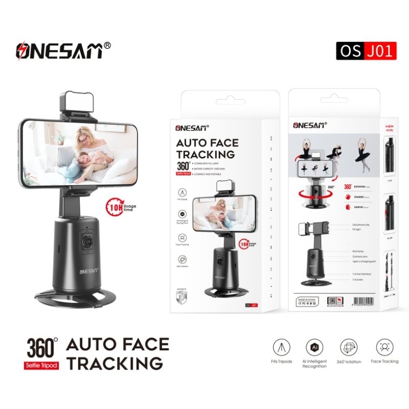 Jual ONESAM OS-J01 TRIPOD / SELFIE STICK AUTO FACE TRACKING GIMBAL HANDPHONE STABILIZER 360° LED ...