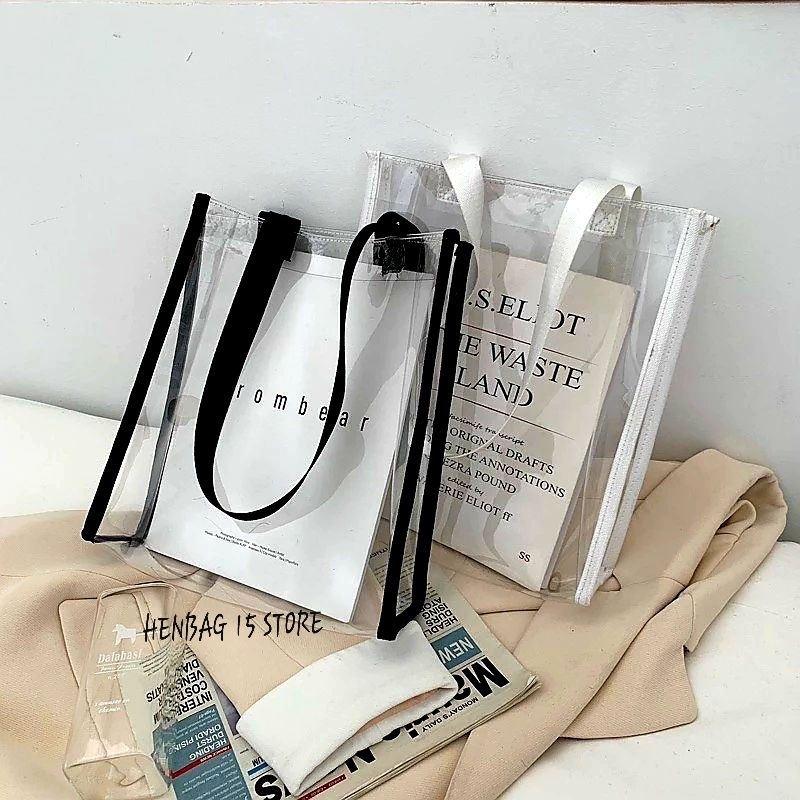 Jual Tas Tote Bag Selempang Bahu Wanita Bening Transparan Bahan PVC Mika Tebal 040 | Shopee ...