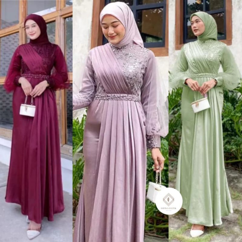 Jual TERMURAH!!! ADEEVA DRESS BROKAT KOMBINASI / FASHION MUSLIM WANITA / GAMIS NADINE / BISA COD ...