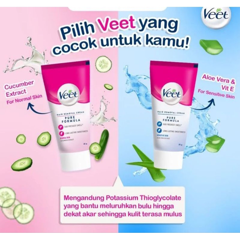 Jual VEET Hair Removal Cream 25gr/60gr Normal Pink | Shopee Indonesia