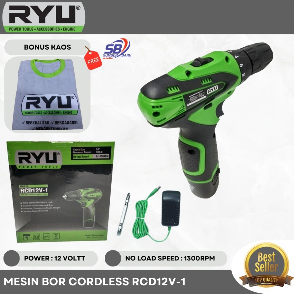 Jual MESIN BOR BATRE BATERAI CORDLESS RYU RCD12V-1 HAND CORDLESS DRILL ...