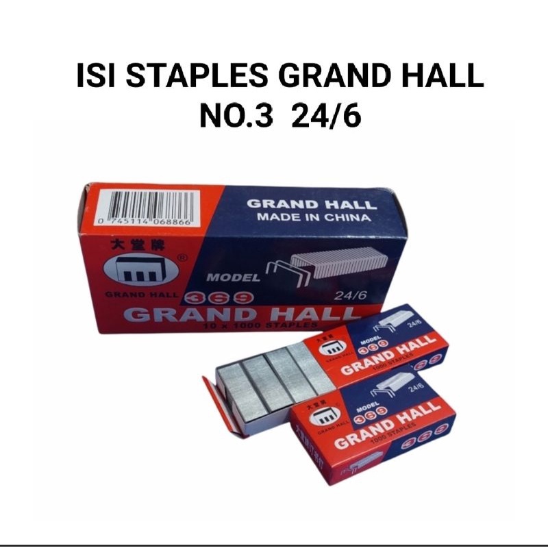 Jual Isi Staples Grand Hall no. 3 24/6 untuk Alat Staples Besar Murah ...