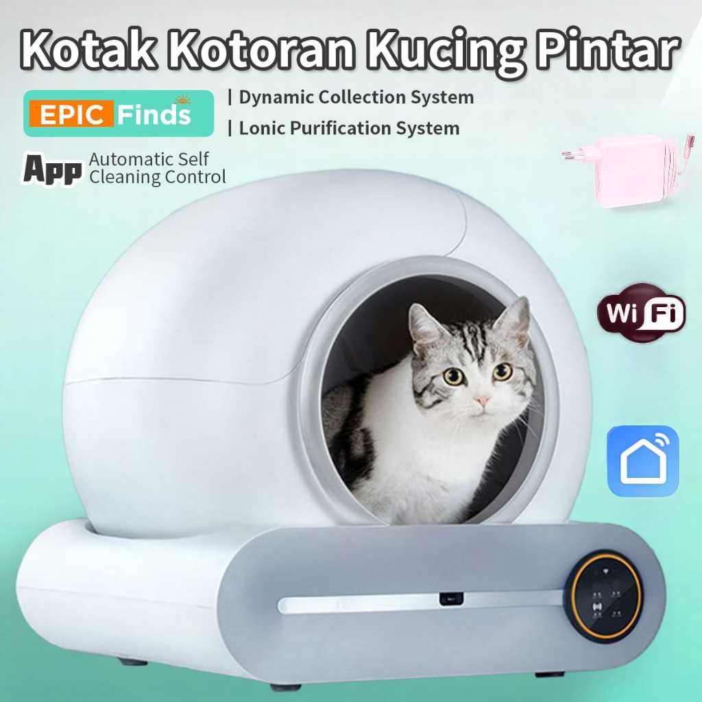 Jual Epic Finds WiFi Automatis Profesional Litter Box 9L Automatic Self ...
