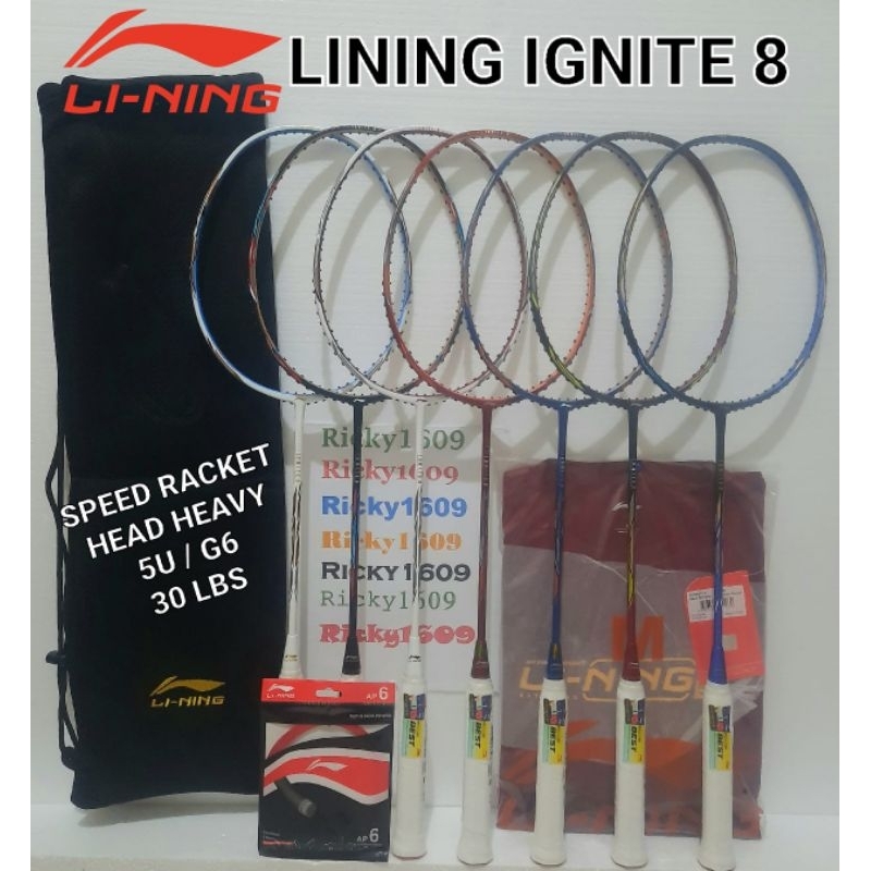 Jual RAKET BADMINTON LINING IGNITE 8 - SPEED RACKET - HEAD HEAVY - 77 ...