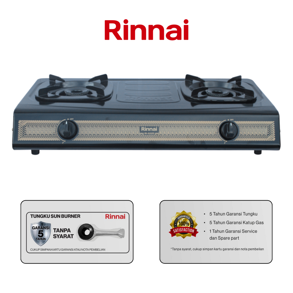 Jual Kompor Gas 2 Tungku Rinnai RI-302S Sun Burner Api Biru Hemat Gas ...
