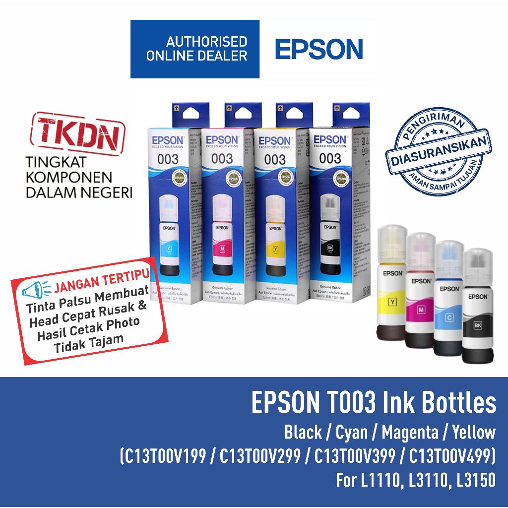 Jual Tinta Botol Epson 003 T003 T-003 L1110 L1210 L1250 L3110 L3210 ...