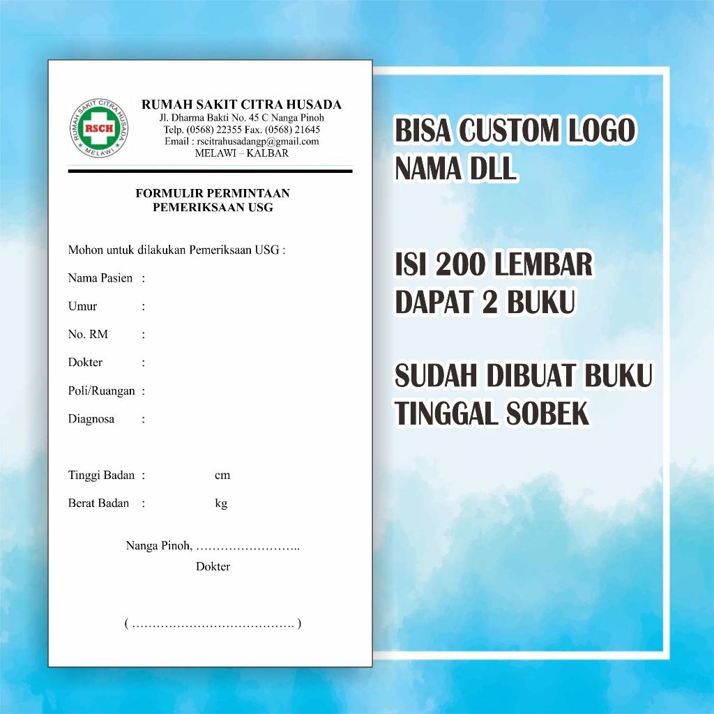 Jual BLANGKO FORMULIR PERMINTAAN PEMERIKSAAN USG (2 BUKU) ISI PERBUKU ...