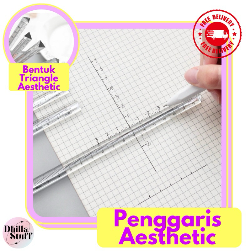 Jual Penggaris Prisma Aesthetic Dhilla Stuff | Triangular Prism Clear ...