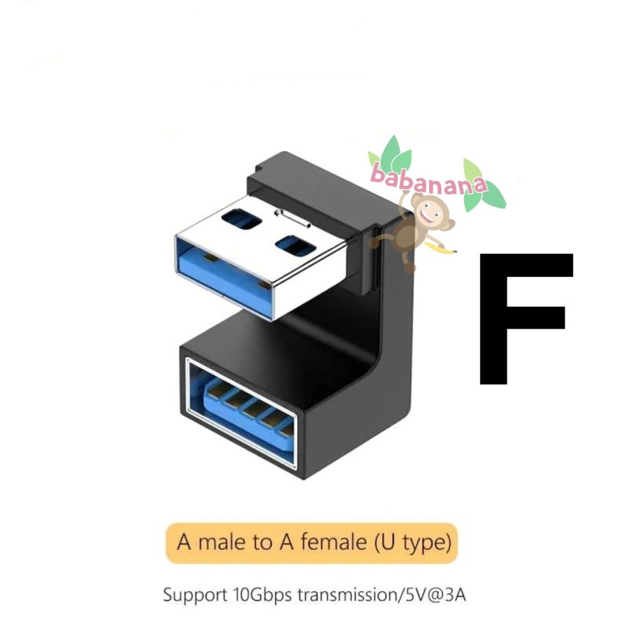 Jual Adapter USB Elbow Type-C Type-A 3.0 3.1 Siku 90 Degree Converter L ...