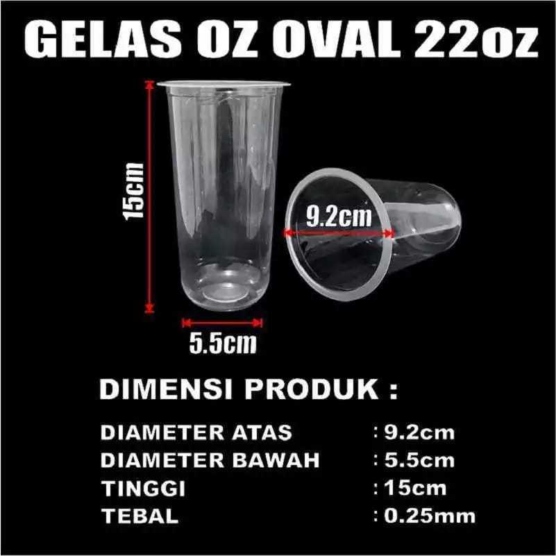 Jual Gelas Plastik Bening Oval Ukuran 22oz /Pack Cup Kopi Pop ice ...