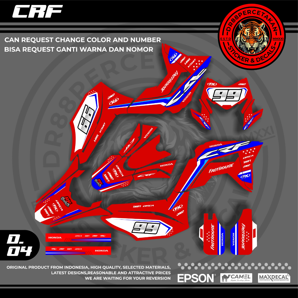 Jual DECAL CRF 150 L FULL BODY warna merah super glosy / doff | Shopee ...