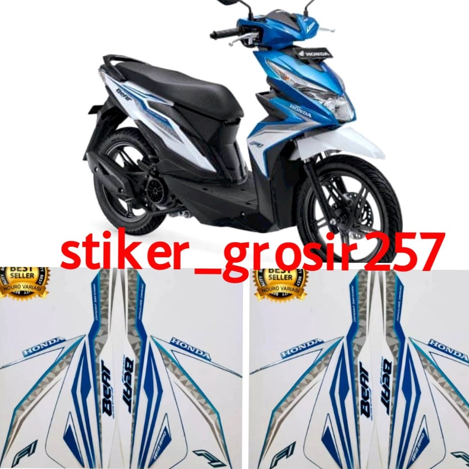Jual STIKER STRIPING LIS BODY BEAT FI CBS ISS 2017 PUTIH BIRU STANDAR ...