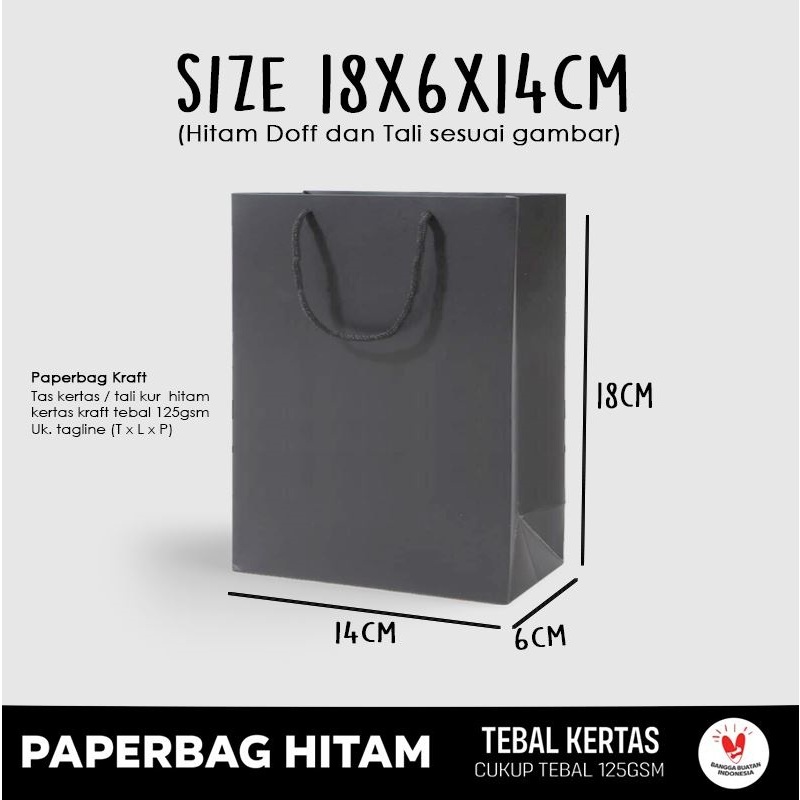 Jual Paper Bag Hitam Mini 18x6x14 cm / Paper Bag Kado polos Packing Parfume Souvenir Wedding ...