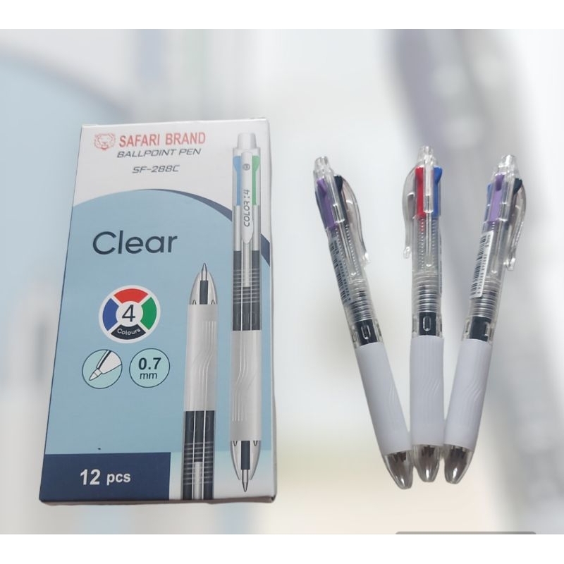 Jual (1pcs) Pulpen 4 Warna Clear || bolpoint 4W sf- 288 | Shopee Indonesia