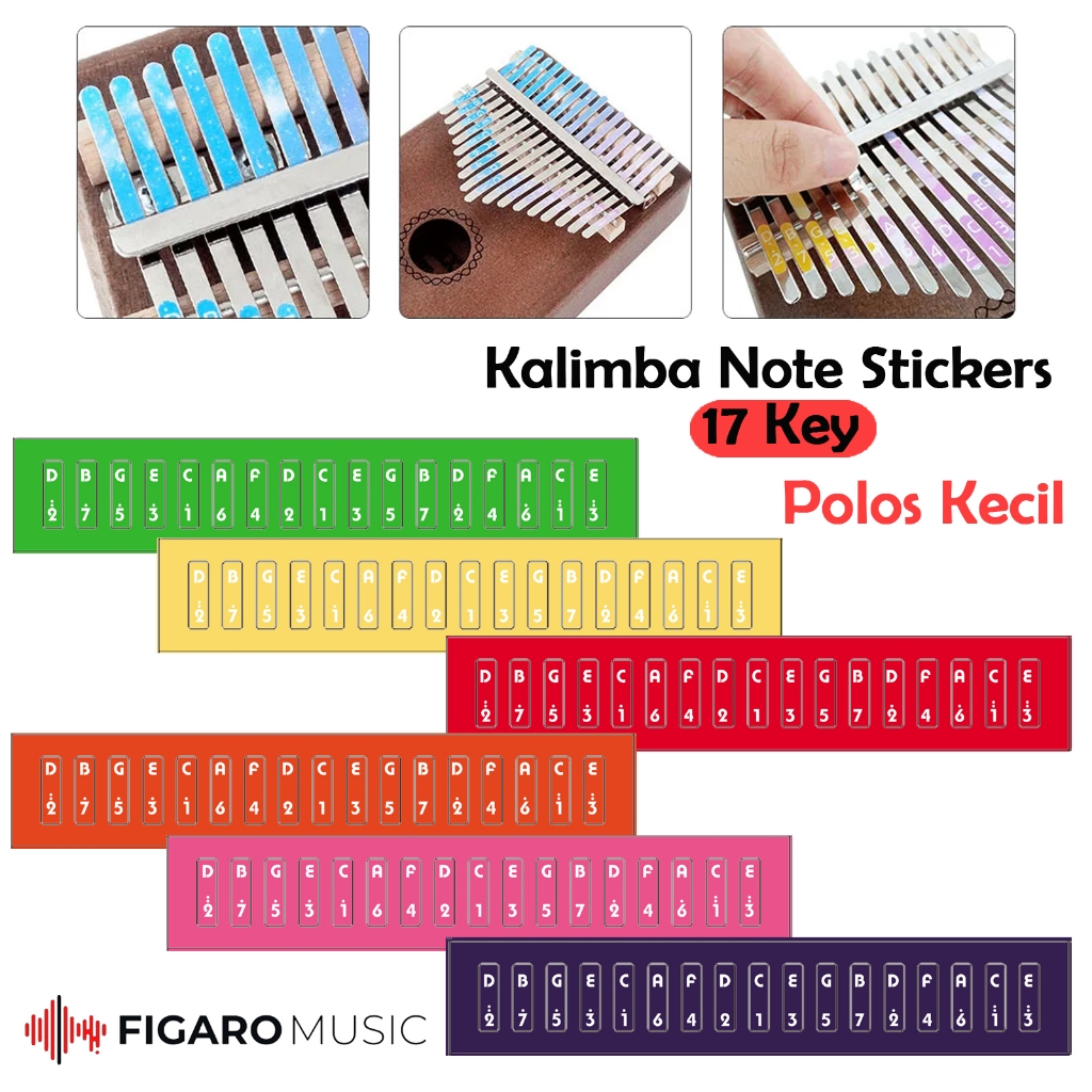 Jual Sticker Kalimba 17 Keys / Stiker Kalimba - Seri Warna Polos Kecil ...