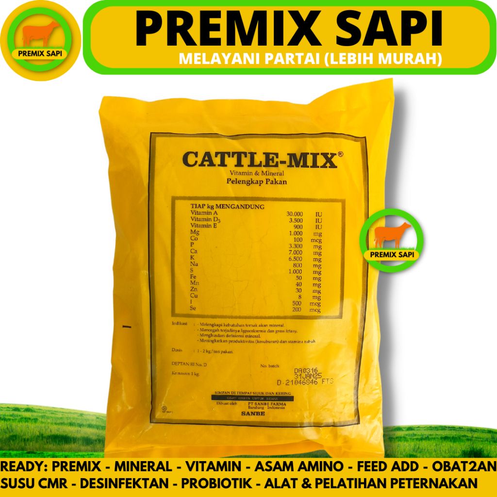 Jual CATTLE MIX 1 KG - Mineral Sapi Kambing Domba Premix Cattle Mix Sanbe | Shopee Indonesia