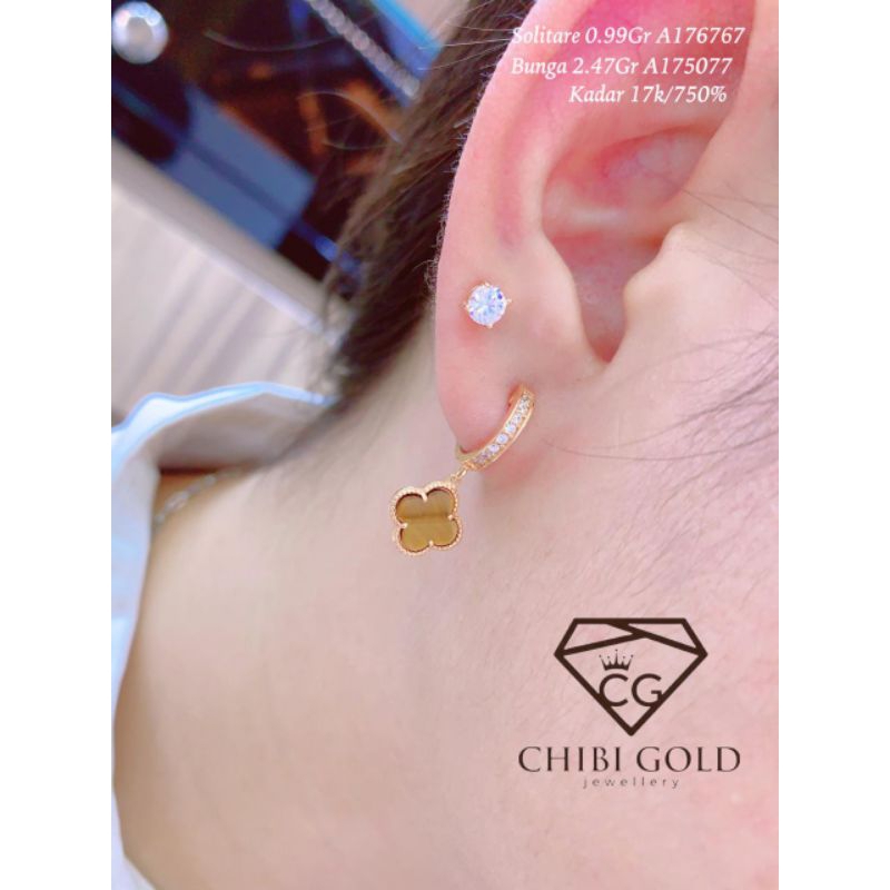 Jual CHIBI GOLD JAWELLERY - Anting solitare emas 750 kadar 17k A176767 ...