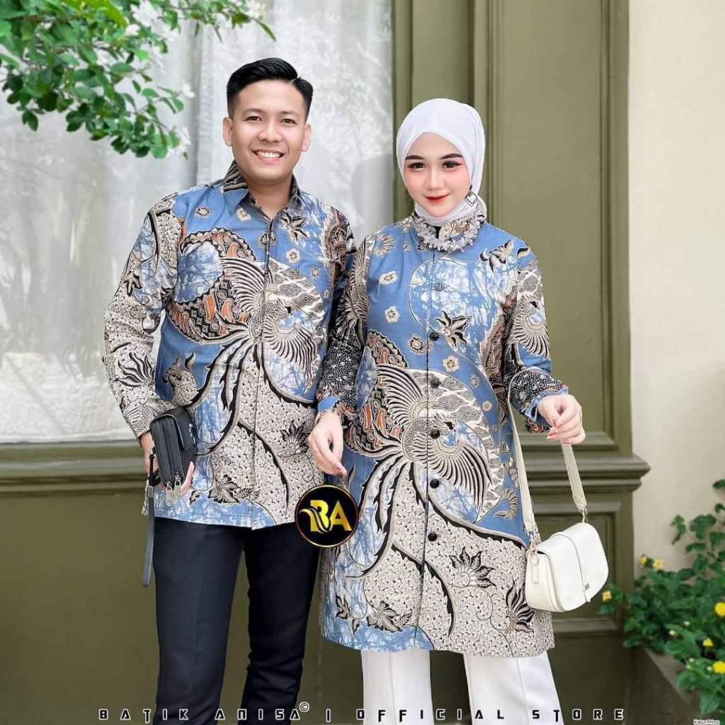 Jual BATIK COUPLE MOTIF CENDRAWASIH BIRU DENIM BIRU MUDA | Shopee Indonesia
