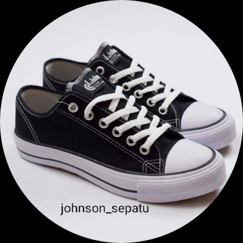Jual Johnson Sepatu Basic Lowcut Black White Original 100% | Shopee ...
