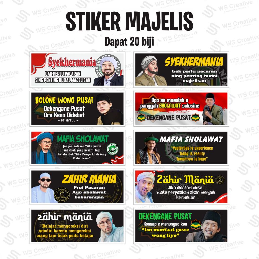 Jual (ISI 20) STIKER MAJELIS SHOLAWAT ACAK RANDOM BAHAN ANTI AIR ...