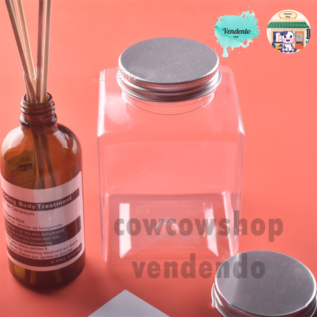 Jual Botol Kotak Plastik PET 500ml / Botol Minuman Kale Almond Boba ...