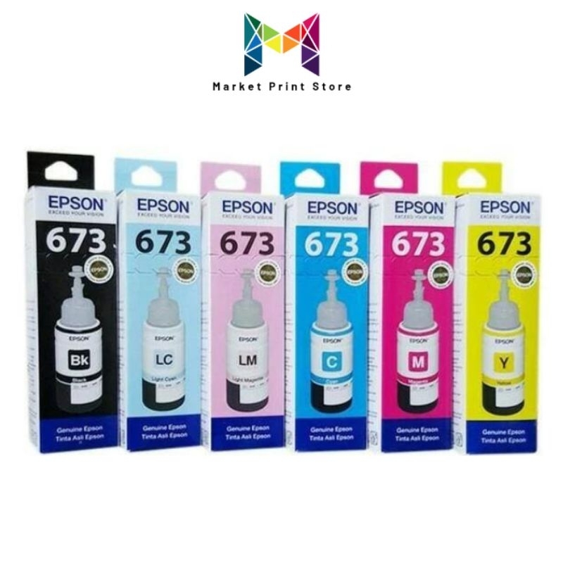 Jual [ BISA COD ] Paket 1 Set Tinta Epson 673 Original 1 Set ( 6 Warna ...