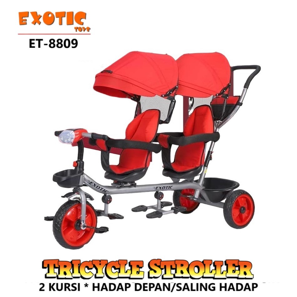 Jual Sepeda Roda Tiga Exotic ET8811 2 Kursi Tinggi Tongkat Dorong Bisa ...
