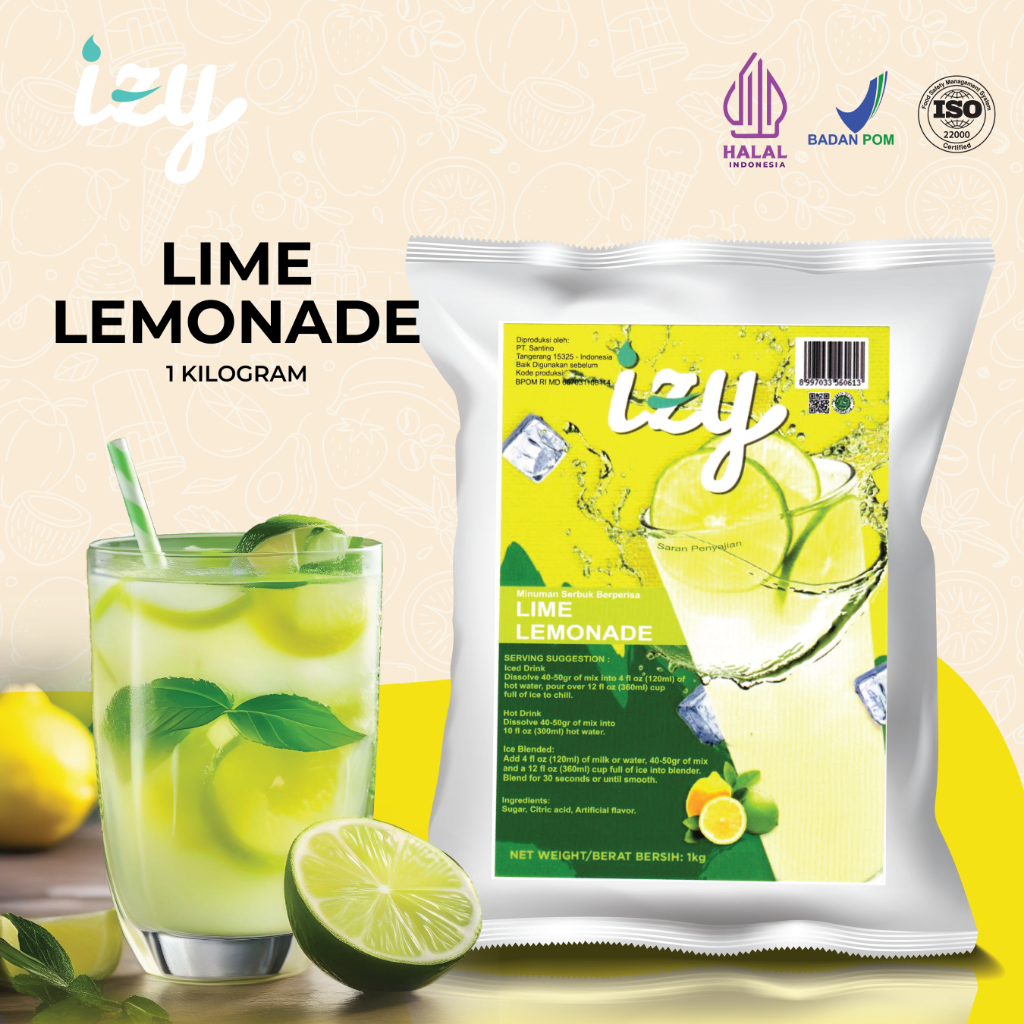 Jual Izy Powder Drink Lime Lemonade - Bubuk Minuman Lemon Jeruk Nipis 1 ...