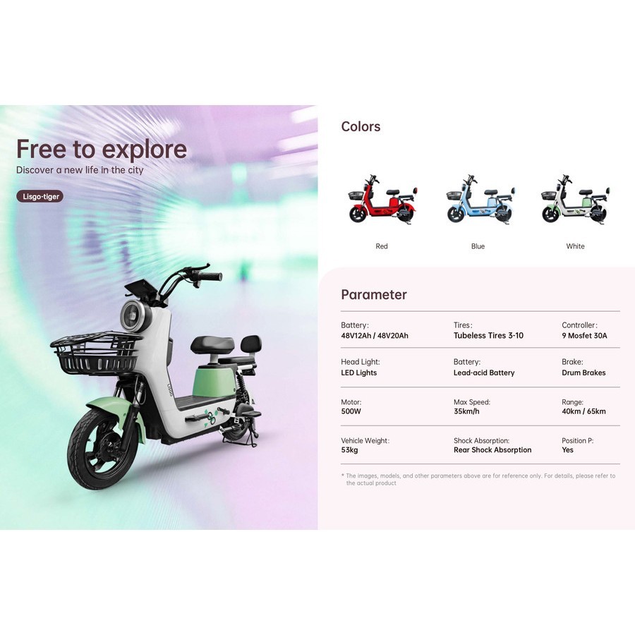 Jual Sepeda Listrik LISGO TIGER 500W Baterai 48v12Ah 48v20Ah Tubeless ...