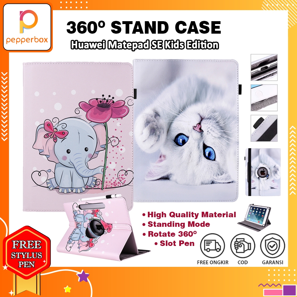 Jual Case Tab Huawei Matepad SE Kids Edition Bookcover Casing Lucu Pink ...